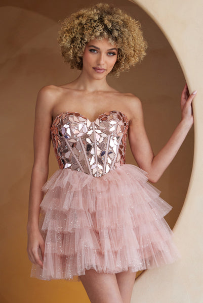 Strapless Embellished Short dress 5058S – Sparkly Gowns