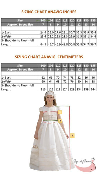 In Stock Size 8 Spanish Communion Gown Anavig 6408 – Sparkly Gowns