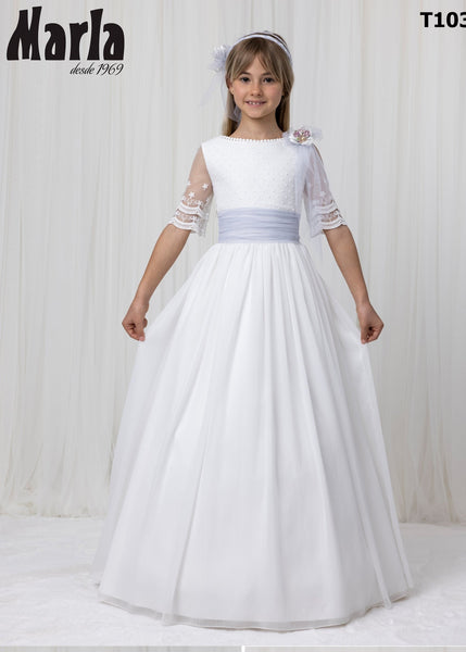 3/4 Sleeves Spanish Communion Gown Marla T103 – Sparkly Gowns