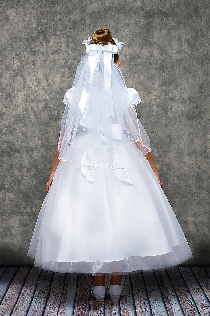 Chandelier Trim Cap Sleeves Satin First Communion Dress 460 – Sparkly Gowns
